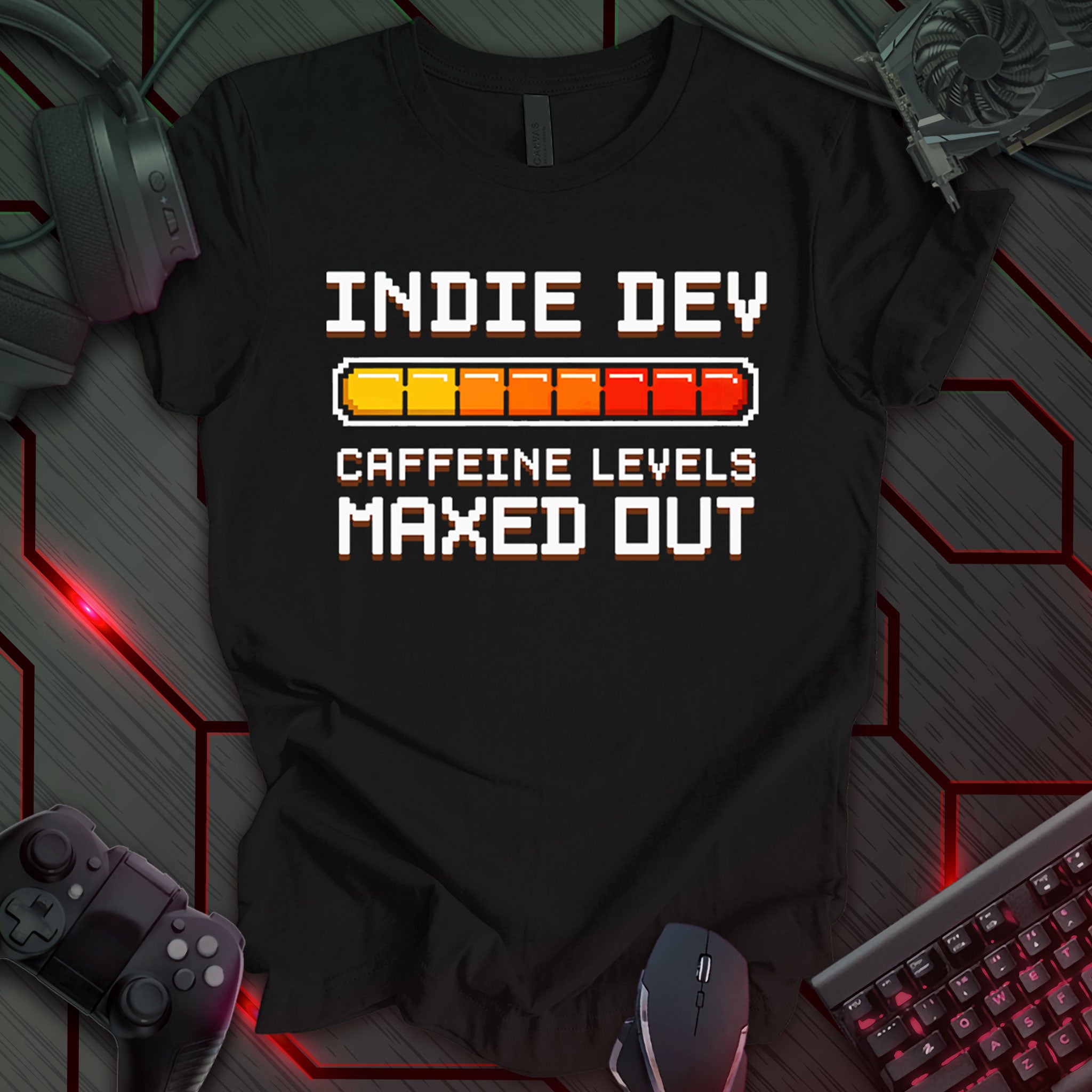 Caffeine Levels Maxed Gaming T-Shirt | Comfortable Gamer Apparel – The ...